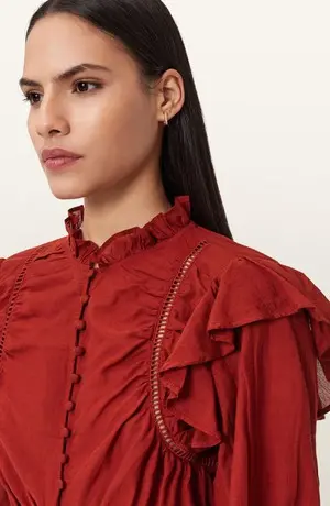 ALLSAINTS Lima Ruffle Peplum Top