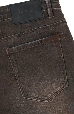 RtA Bryant Skinny Jeans - Mocha Drift Cross Patch