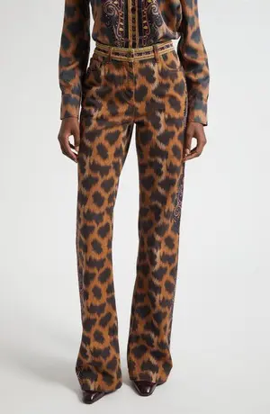 Etro Animal Print Bootcut Jeans