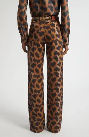 Etro Animal Print Bootcut Jeans