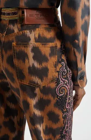 Etro Animal Print Bootcut Jeans