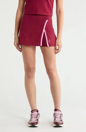 Free People Forehand Faux Wrap Skort - Brick