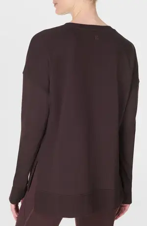 Sweaty Betty After Class Stripe Longline Sweatshirt - Sable Brown
