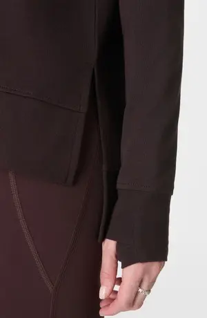 Sweaty Betty After Class Stripe Longline Sweatshirt - Sable Brown