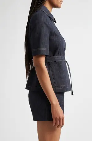 Eleventy Belted Denim Jacket