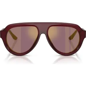 FERRARI 56mm Polarized Mirrored Pilot Sunglasses - Opal Red/polar Violet Gold
