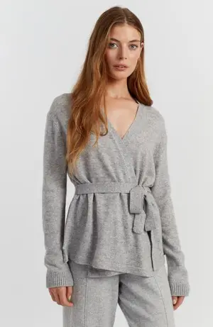 Chinti & Parker Lightweight Wool-cashmere Wrap Cardigan - Light Grey