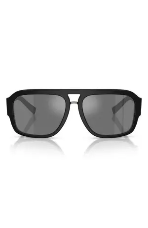Dolce & Gabbana 58mm Pilot Sunglasses - Matte Black/grey Black