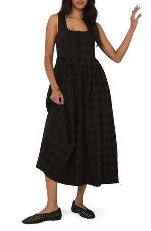 NOBODY'S CHILD Cora Plaid Midi Dress