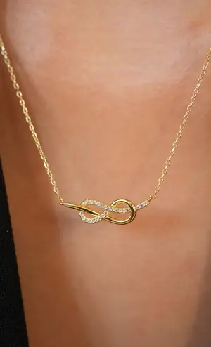Argento Vivo Love Knot Pavé Pendant Necklace
