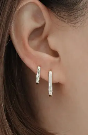 Argento Vivo Set Of Oblong Hoop Earrings - Silver