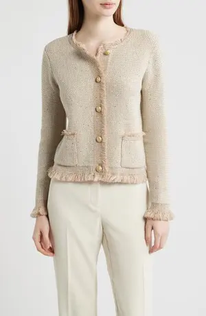 Kobi Halperin Kailey Sequin Fringe Cardigan - Natural