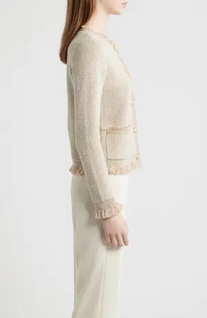 Kobi Halperin Kailey Sequin Fringe Cardigan - Natural