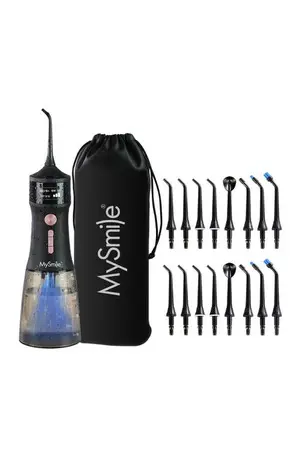 MYSMILE Lp221 Cordless Water Flosser With Refill Jet Tips Bundle - Black
