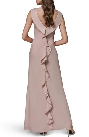 Donna Karan New York Ruffle Satin Gown - Snow Petal