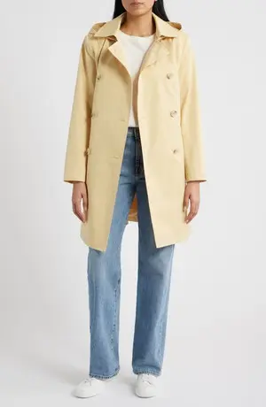Sam Edelman Hooded Belted Double Breasted Trench Coat
