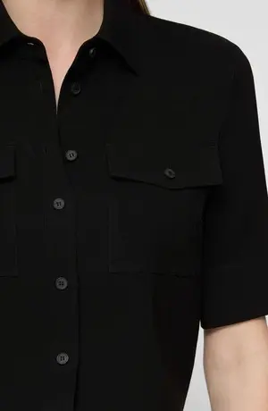 Lafayette 148 New York Finesse Crepe Button-up Shirt