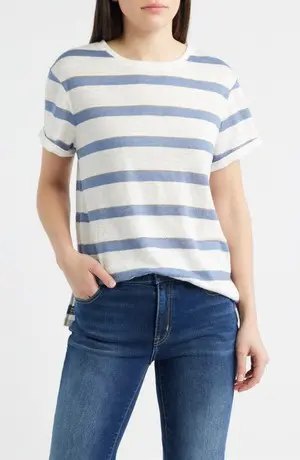 Kobi Halperin Kendall Stripe Linen T-shirt - Blue/ivory