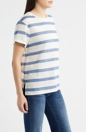 Kobi Halperin Kendall Stripe Linen T-shirt - Blue/ivory
