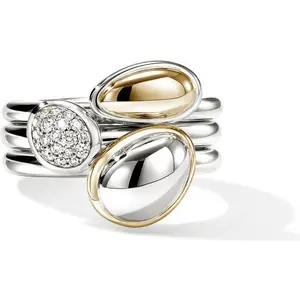 John Hardy Surf Pebble Stacking Rings Set - Silver And Gold