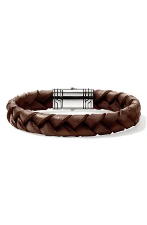 John Hardy Woven Leather And Sterling Silver Bracelet