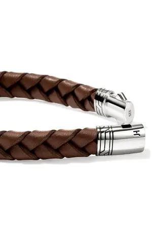 John Hardy Woven Leather And Sterling Silver Bracelet