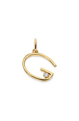 Monica Vinader Lab Grown Diamond Initial Pendant - 18k Gold Vermeil/diamond G