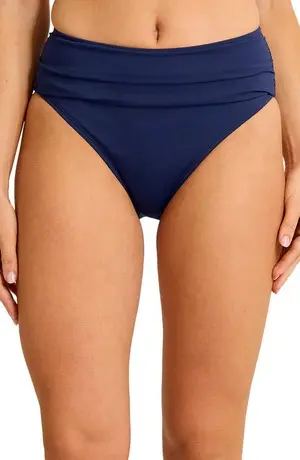 Tommy Bahama Ruched High-waist Bikini Bottom - Mare Navy