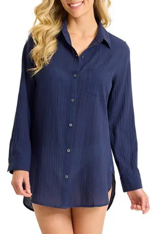 Tommy Bahama Gauzy Button-up Shirt - Mare Navy