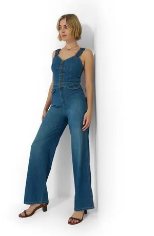 LEEM Cutout Denim Jumpsuit