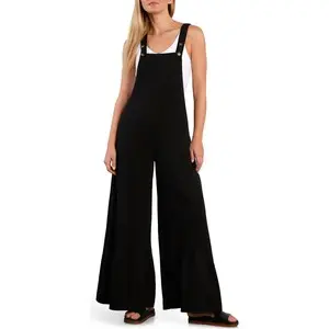 BILLY T Butterfly Ruffle Leg Cotton Blend Overalls - Caviar