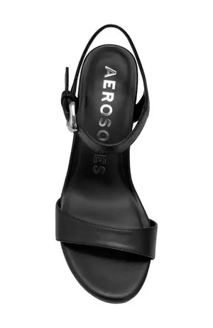 Aerosoles Divia Ankle Strap Sandal - Black Fx Nappa