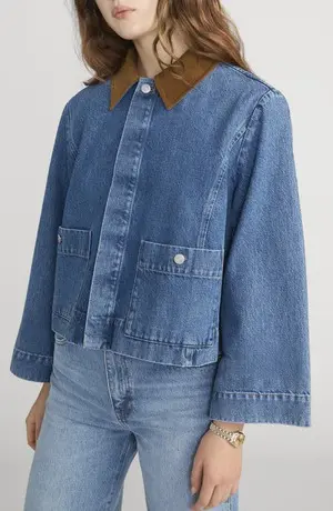 FRAME The Crop Denim Swing Jacket