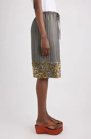 Dries Van Noten Pinstripe Sequin Skirt