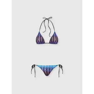 Missoni Viscose And Lamé Chevron-patterned Bikini - Blue