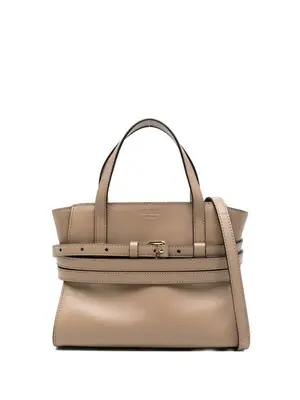 Moschino Small Leather Handbag With Buckle Strap - Beige