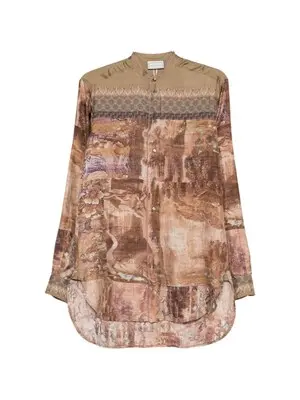 PIERRE-LOUIS MASCIA Printed Silk Shirt - Green
