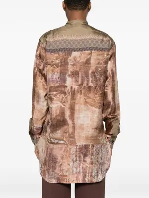 PIERRE-LOUIS MASCIA Printed Silk Shirt - Green