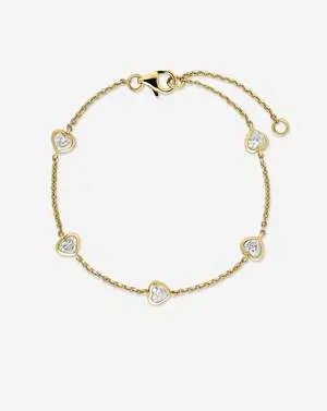 Ring Concierge Bezel Lab Diamond Heart Station Bracelet - One-color