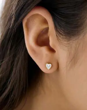 Ring Concierge Bezel Lab Diamond Heart Stud Earrings