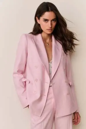 LoveShackFancy Gillian Linen-cotton Bow Blazer - Babe Pink