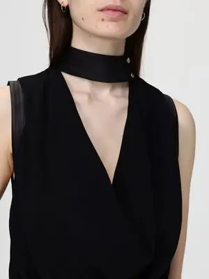 Elisabetta Franchi Sleeveless Viscose Top With High Neck - Black