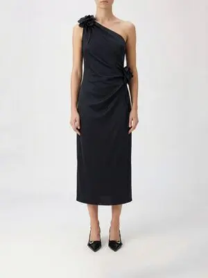 Coperni One-shoulder Midi Dress With Floral Applique