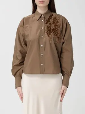 Brunello Cucinelli Cotton Blend Shirt With Sequins - Sand