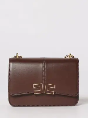 Elisabetta Franchi Faux Leather Mini Monogram Bag - Cocoa