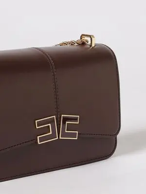 Elisabetta Franchi Faux Leather Mini Monogram Bag - Cocoa