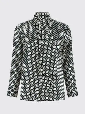 Max Mara Printed Georgette Shirt With Pussy Bow Collar - Blue