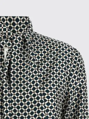 Max Mara Printed Georgette Shirt With Pussy Bow Collar - Blue