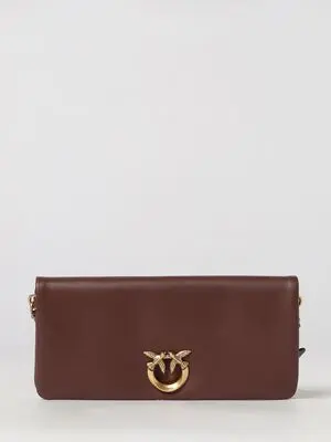 Pinko Click Soft Horizontal Classic Leather Clutch - Brown