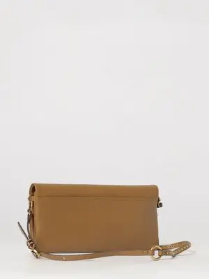 Pinko Click Soft Horizontal Classic Leather Clutch - Camel